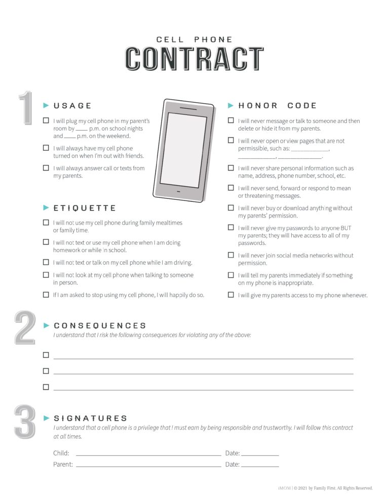 Free Printable Contracts for Kids and Teenagers! - iMOM