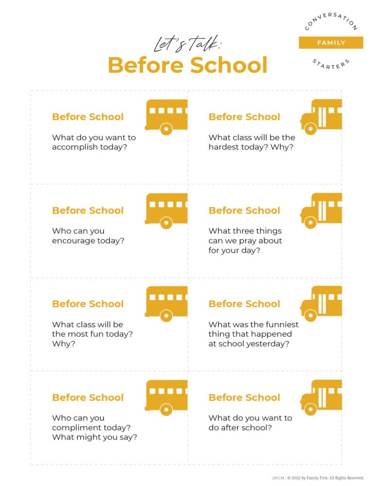 After School Conversation Starters - iMOM