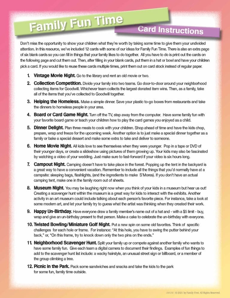 More Family Fun Time Cards - iMOM
