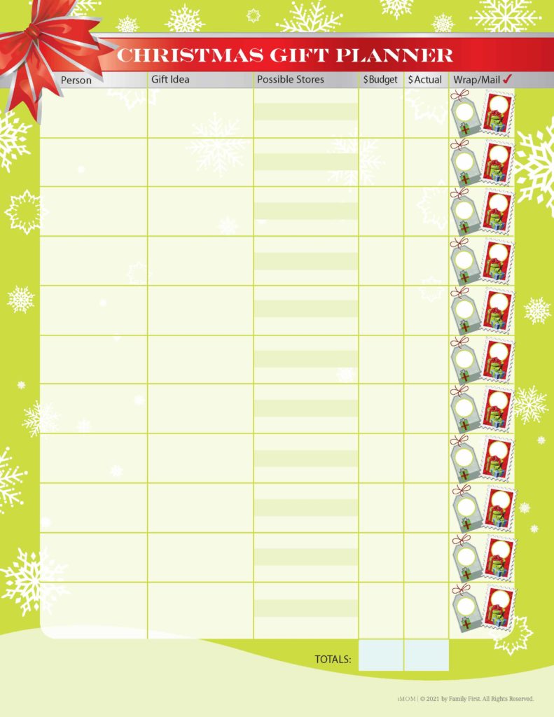 Kids Christmas Gift Planner - iMOM