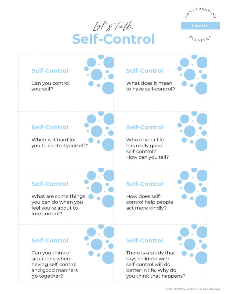 Good Character Traits Printable: Self-Control for Kids - iMOM