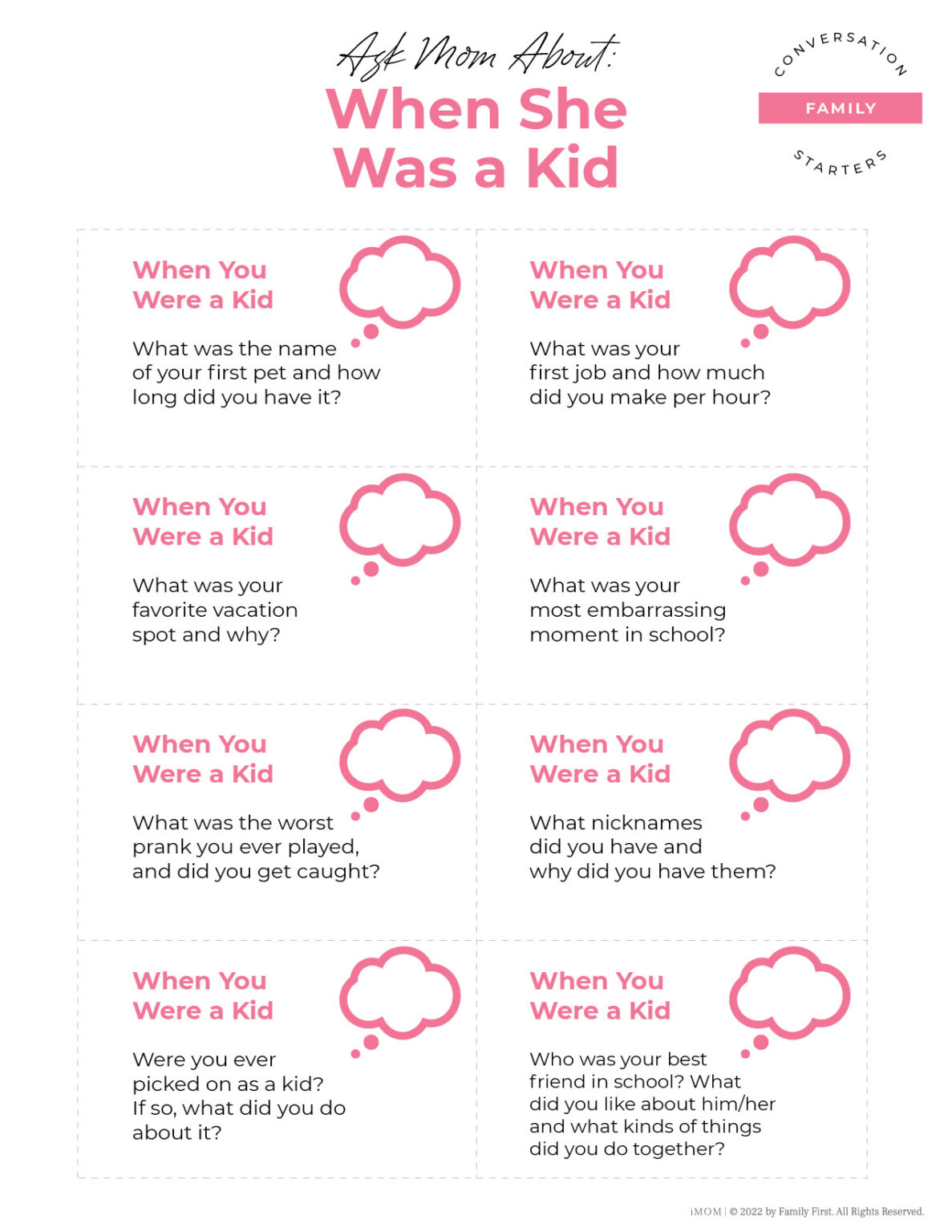 1000+ Great Conversation Starters for Families - iMOM