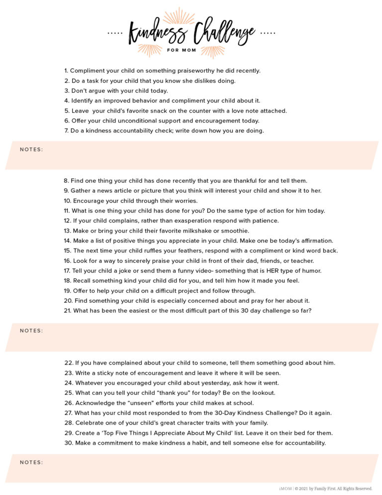 Good Character Traits Printable: Teaching Kids Kindness - iMOM