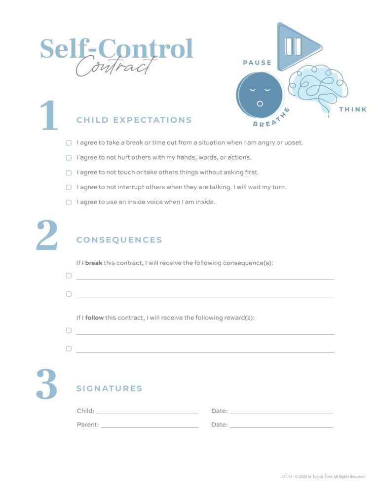 Good Character Traits Printable: Self-Control for Kids - iMOM