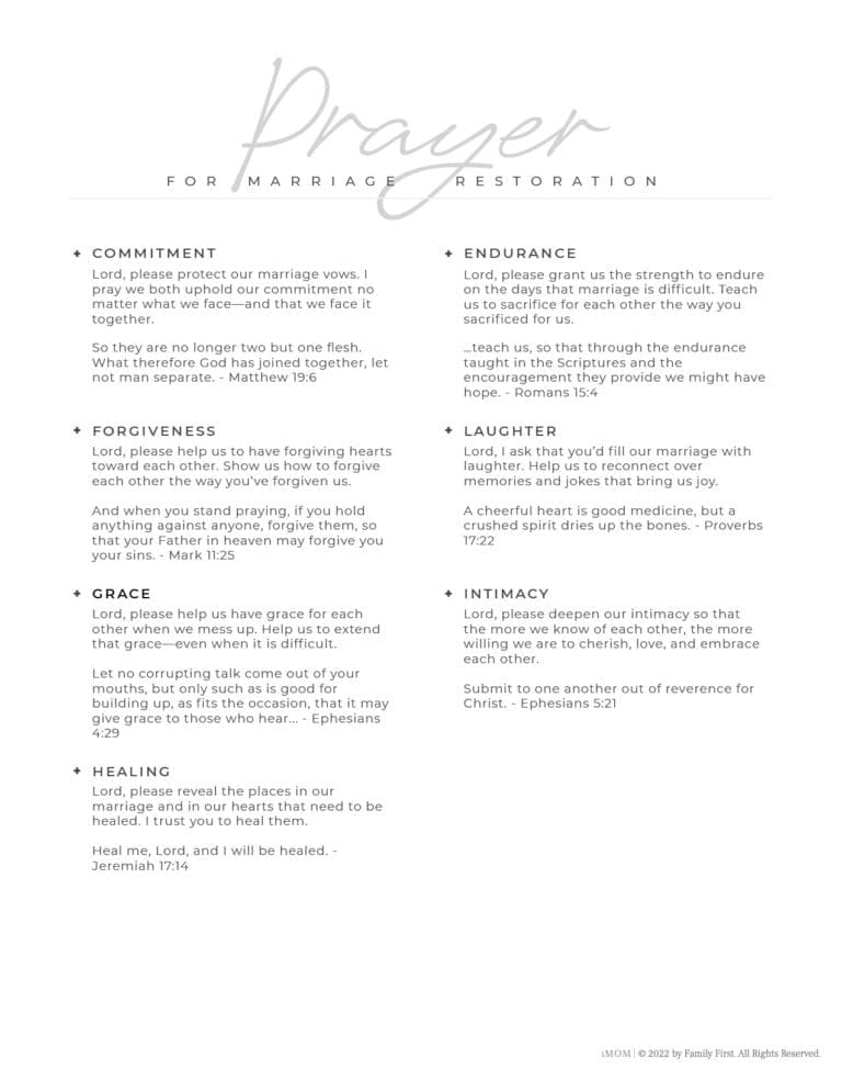 150+ Prayers for Families: Free Prayer Printables for Your Family - iMOM