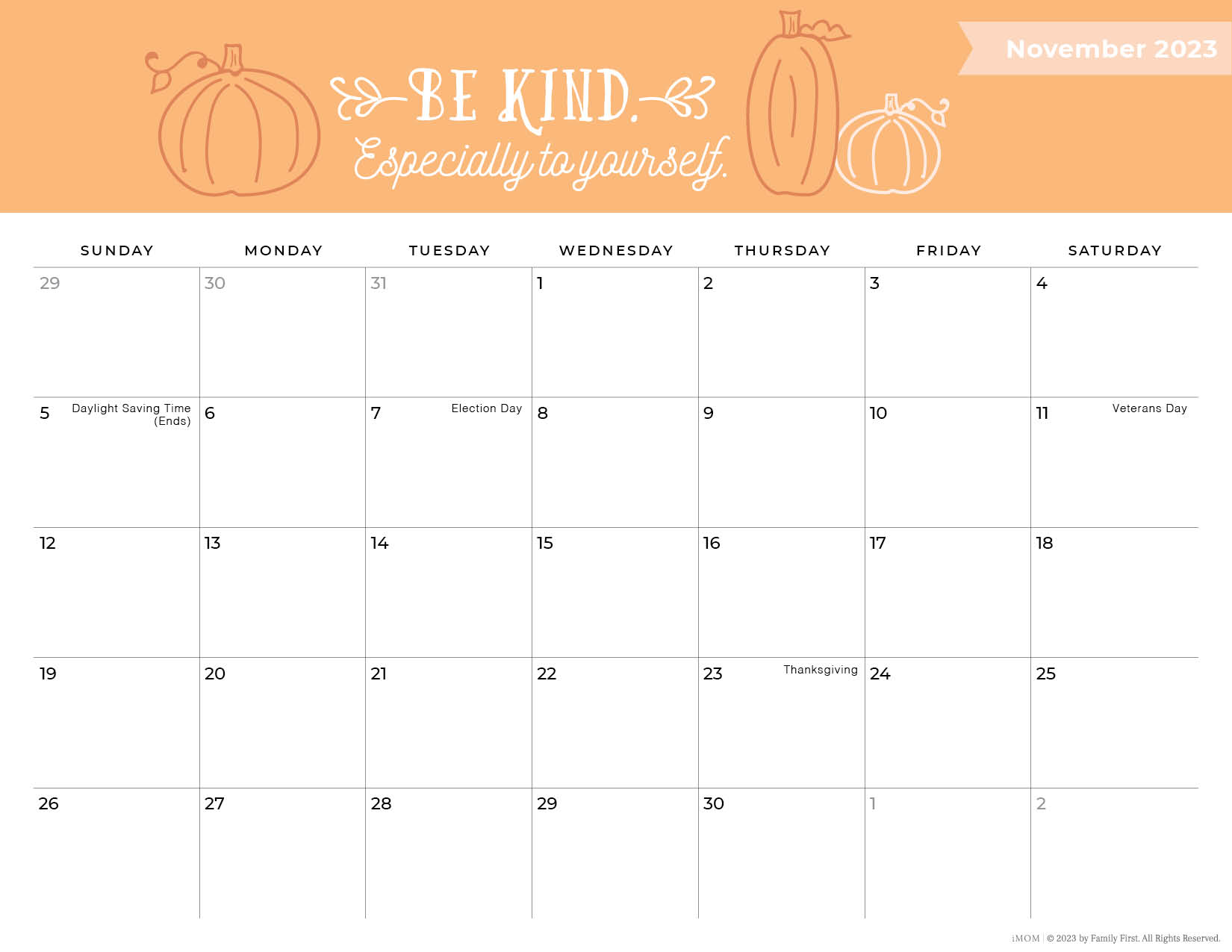 2023-2024 Positive Thoughts Printable Calendars for Moms - iMOM