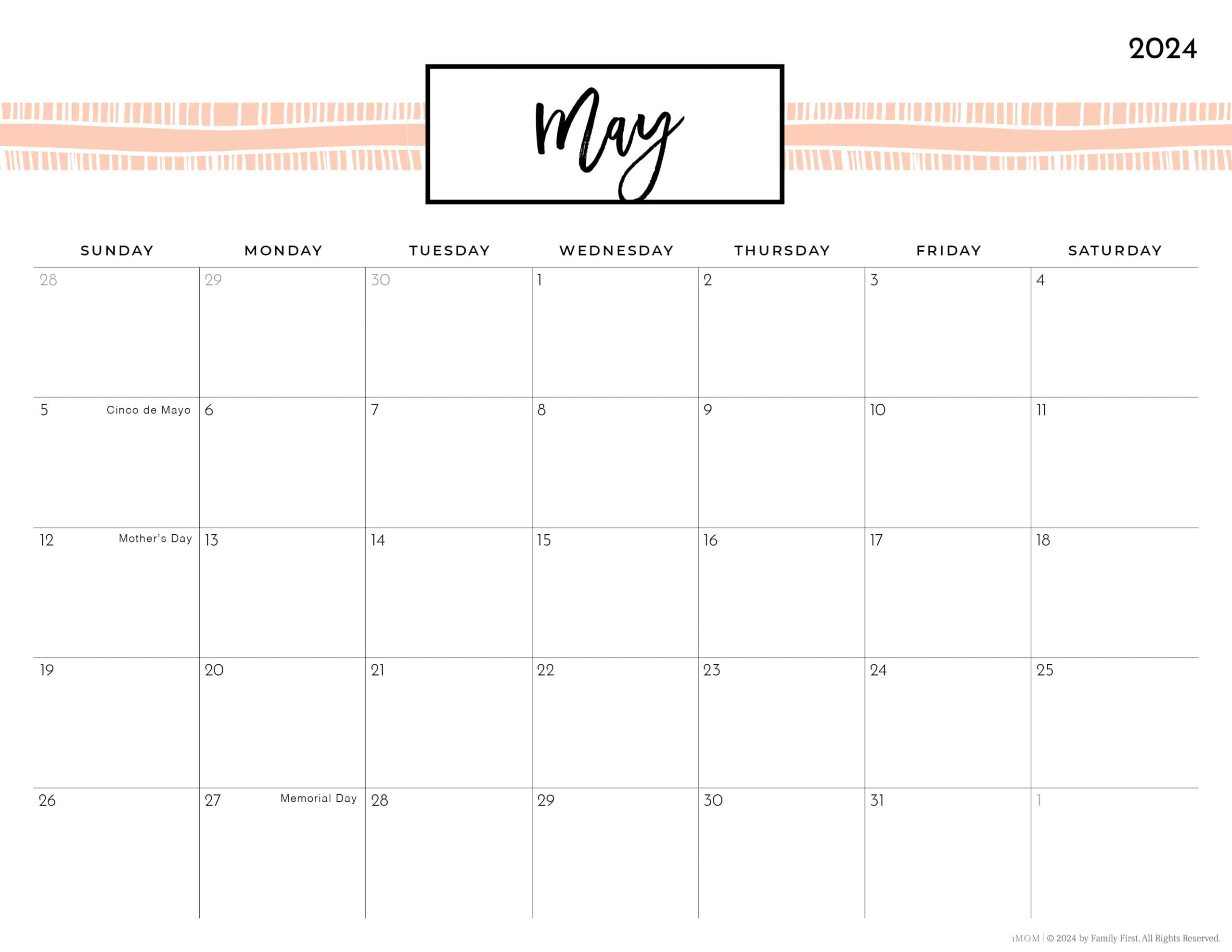 2024 Printable Calendars: Free Printable Calendar Designs - iMOM
