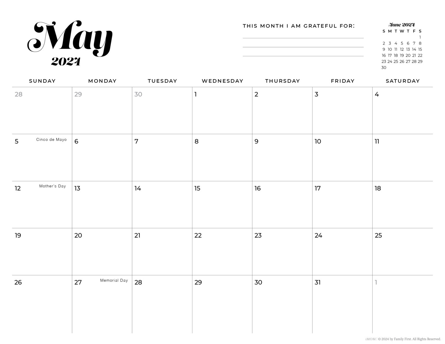2024 Foodie Printable Calendars for Moms - iMOM