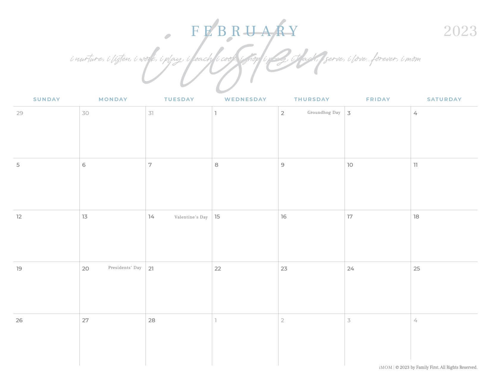 2022-2023 Mom is a Verb Printable Signature iMOM Calendar - iMOM