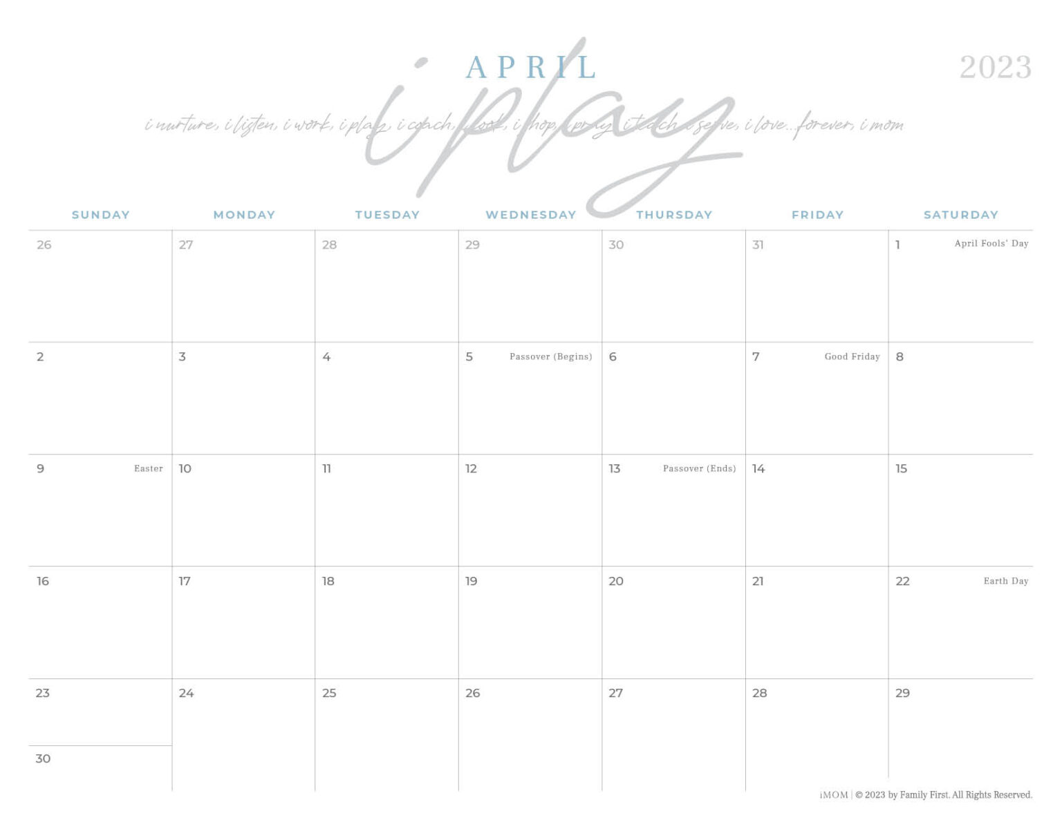 2023 Printable Calendars for Kids - iMOM