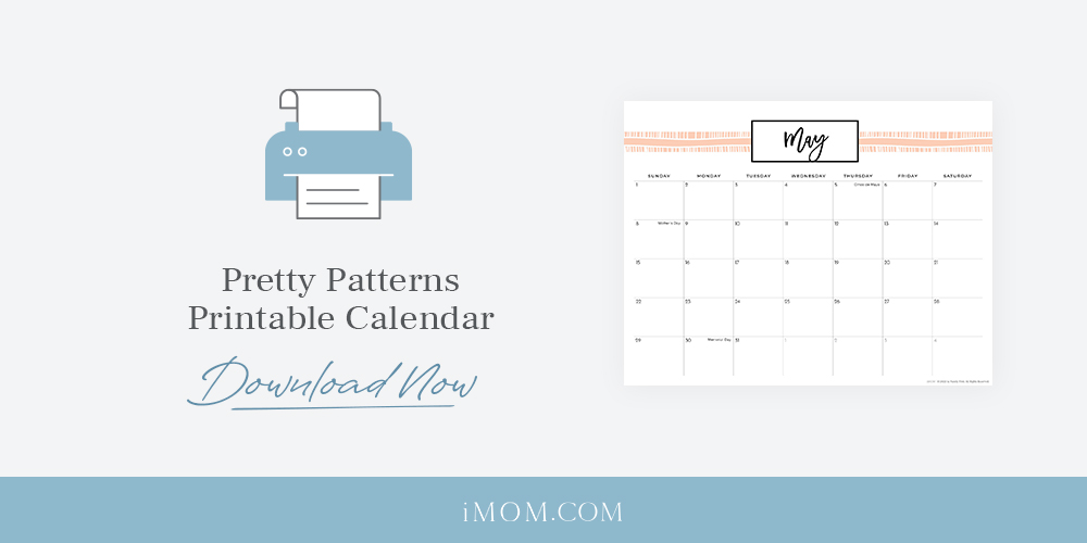 Pretty Patterns Printable Calendar for Moms - iMOM