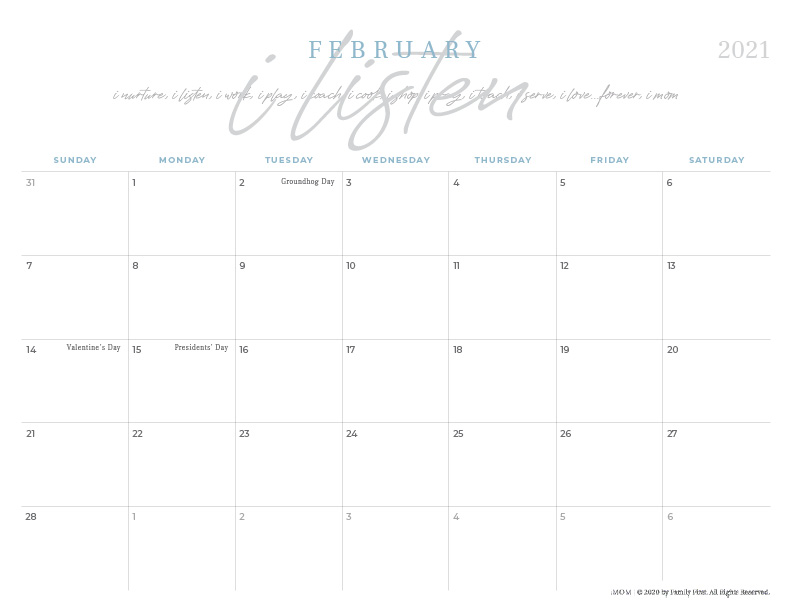 2021 Mom is a Verb Printable Signature iMOM Calendar - iMom