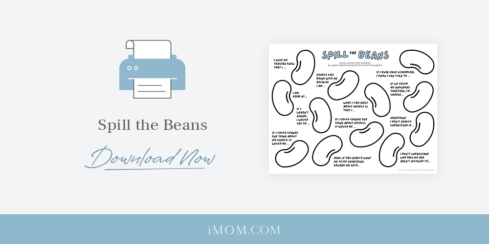Spill the Beans Printable for Effective Communication with a Child - iMOM