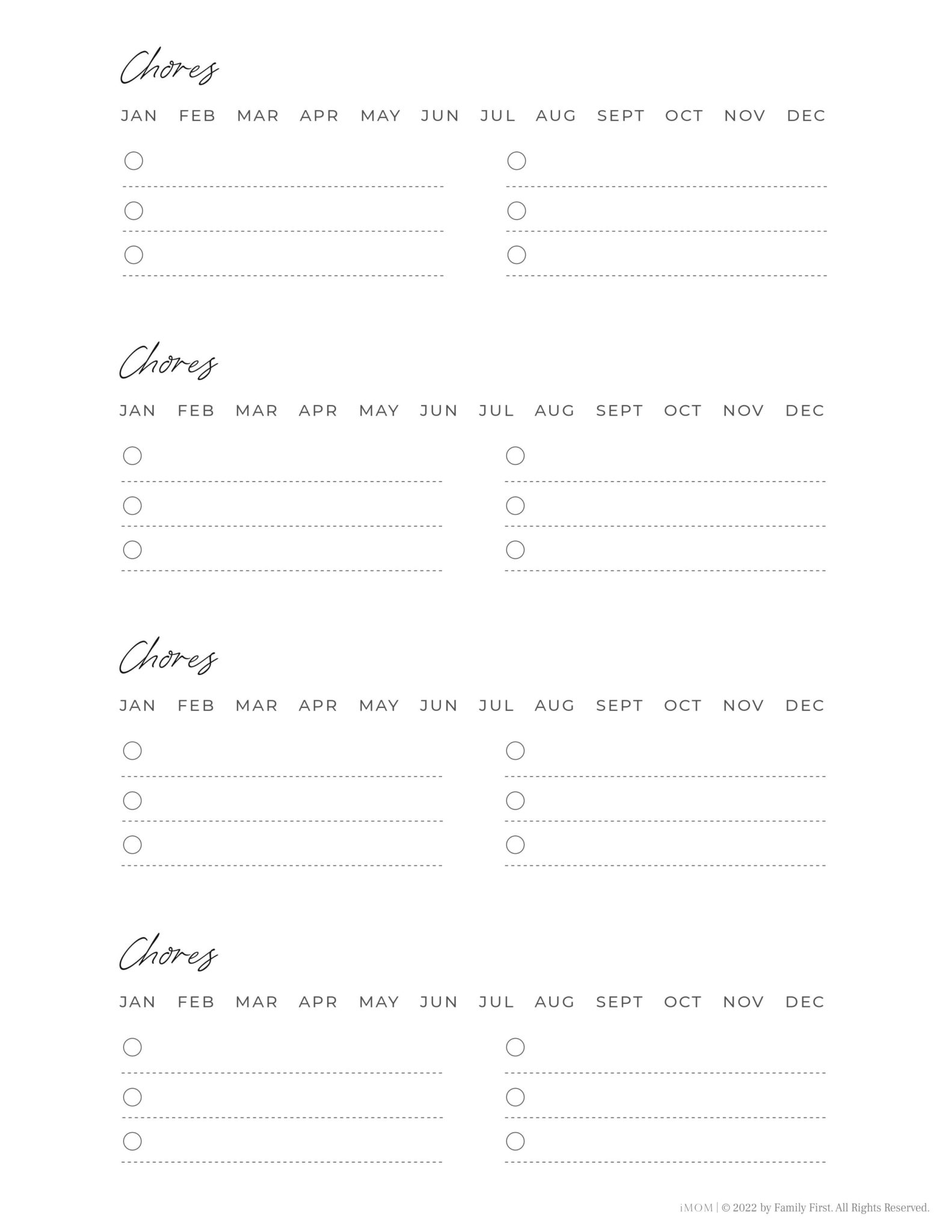 Chore Chart for Couples - iMOM